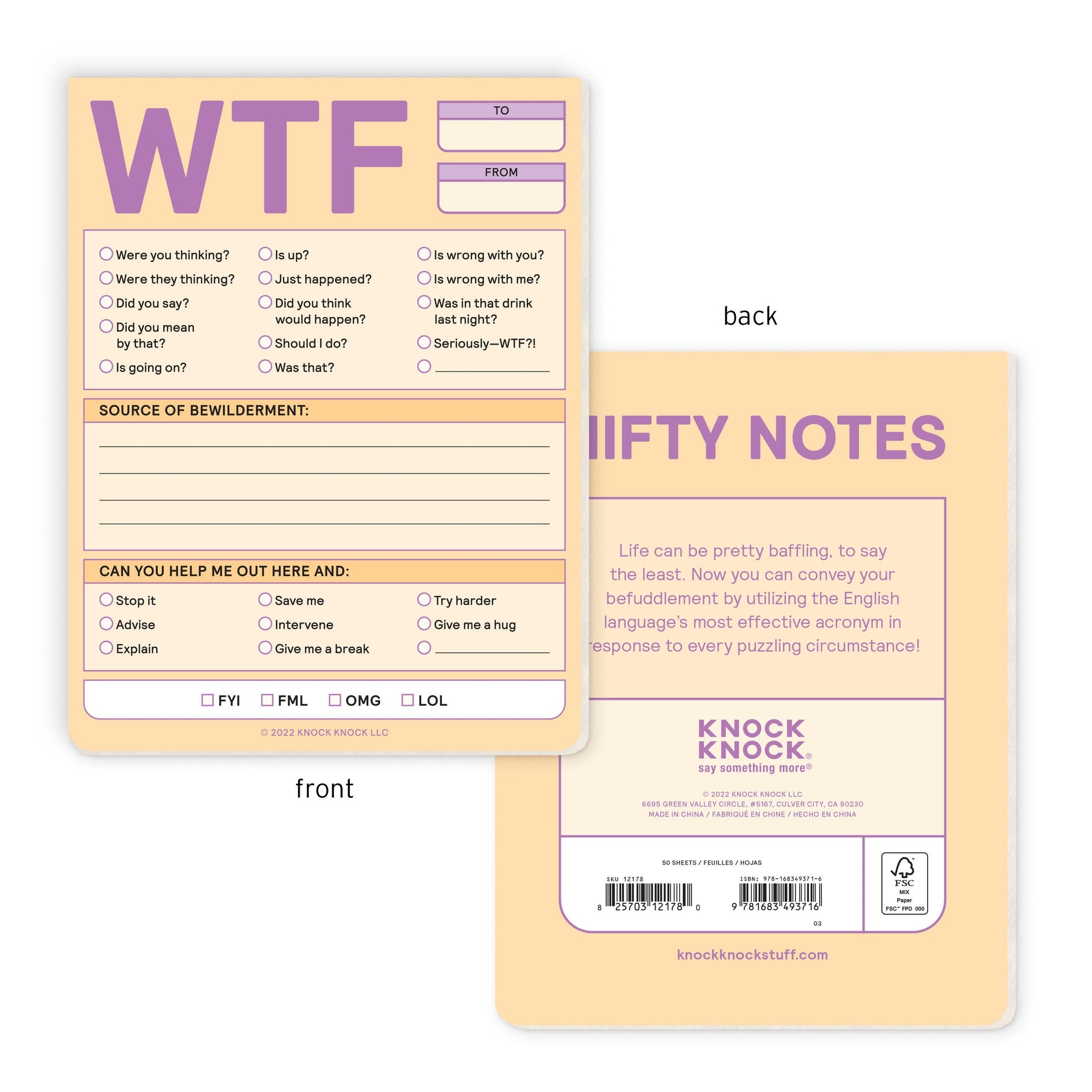 Knock Knock WTF Nifty Note Pad (Pastel Version)