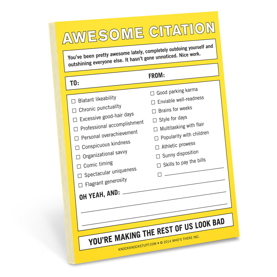 Knock Knock Awesome Citation Note Pad (Yellow)