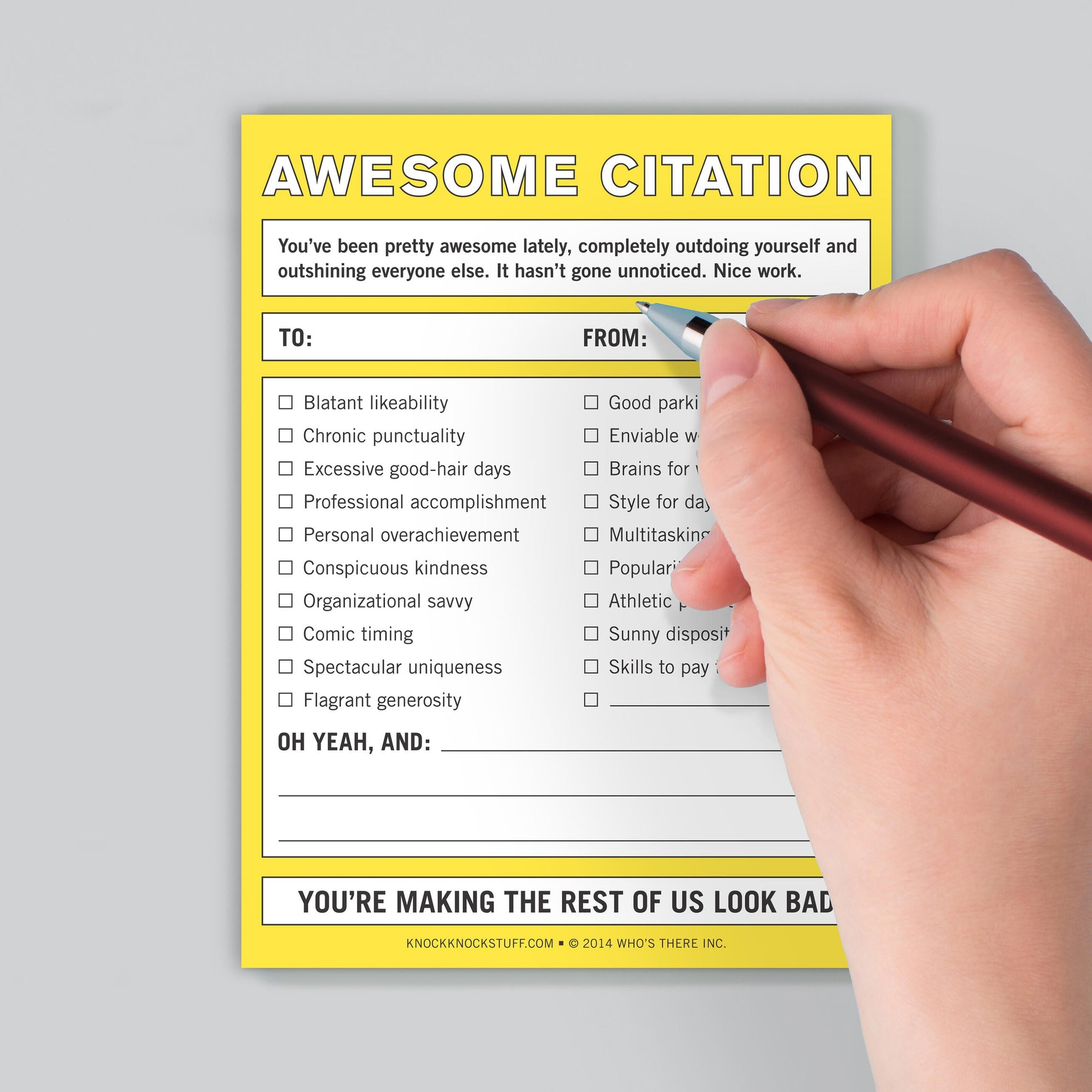 Knock Knock Awesome Citation Note Pad (Yellow)