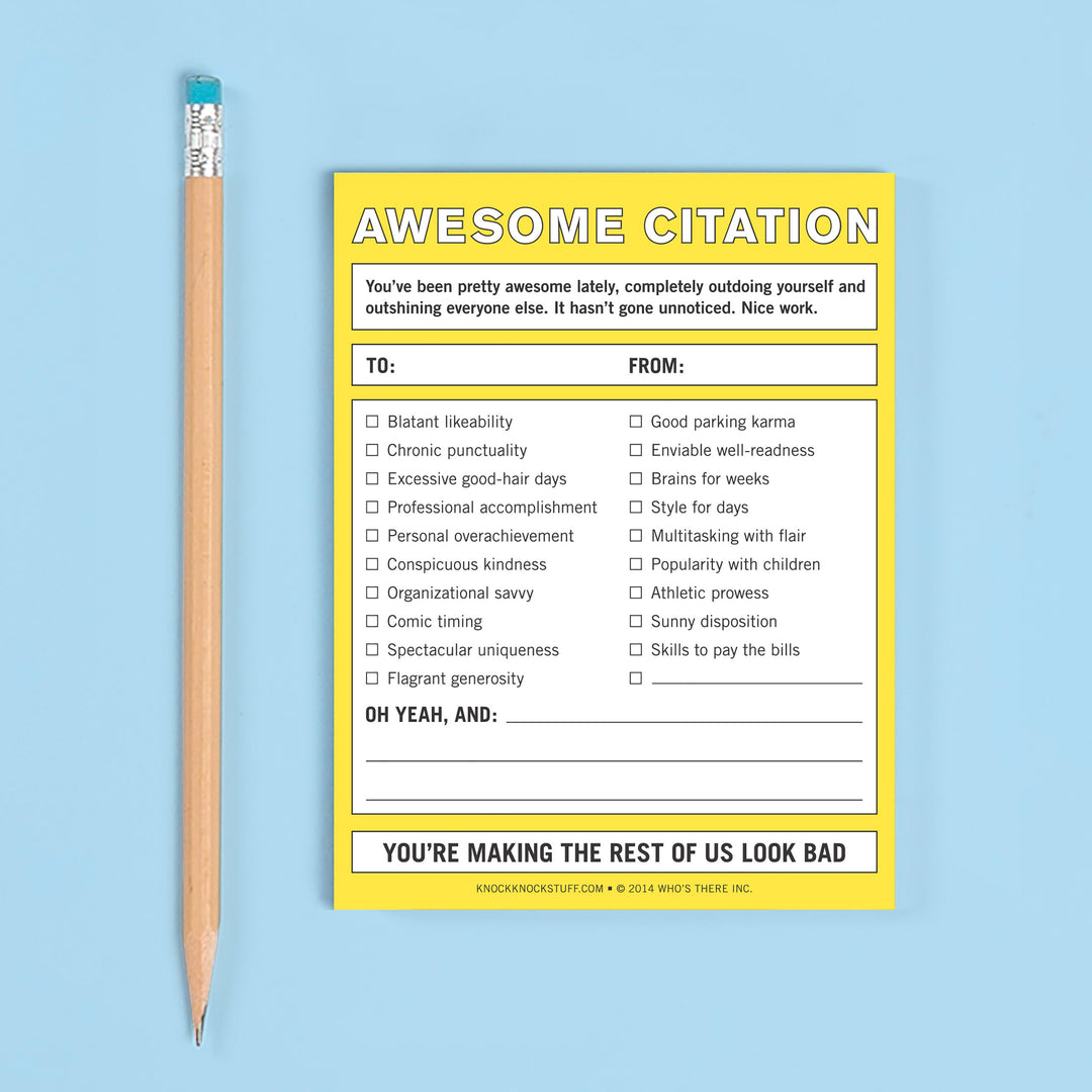 Knock Knock Awesome Citation Note Pad (Yellow)